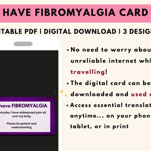 Fibromyalgia Disability Awareness Card and Lanyard Medical Alert ID ...