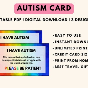 Autism ID Medical Card - Personalized Emergency Info for Safety ...