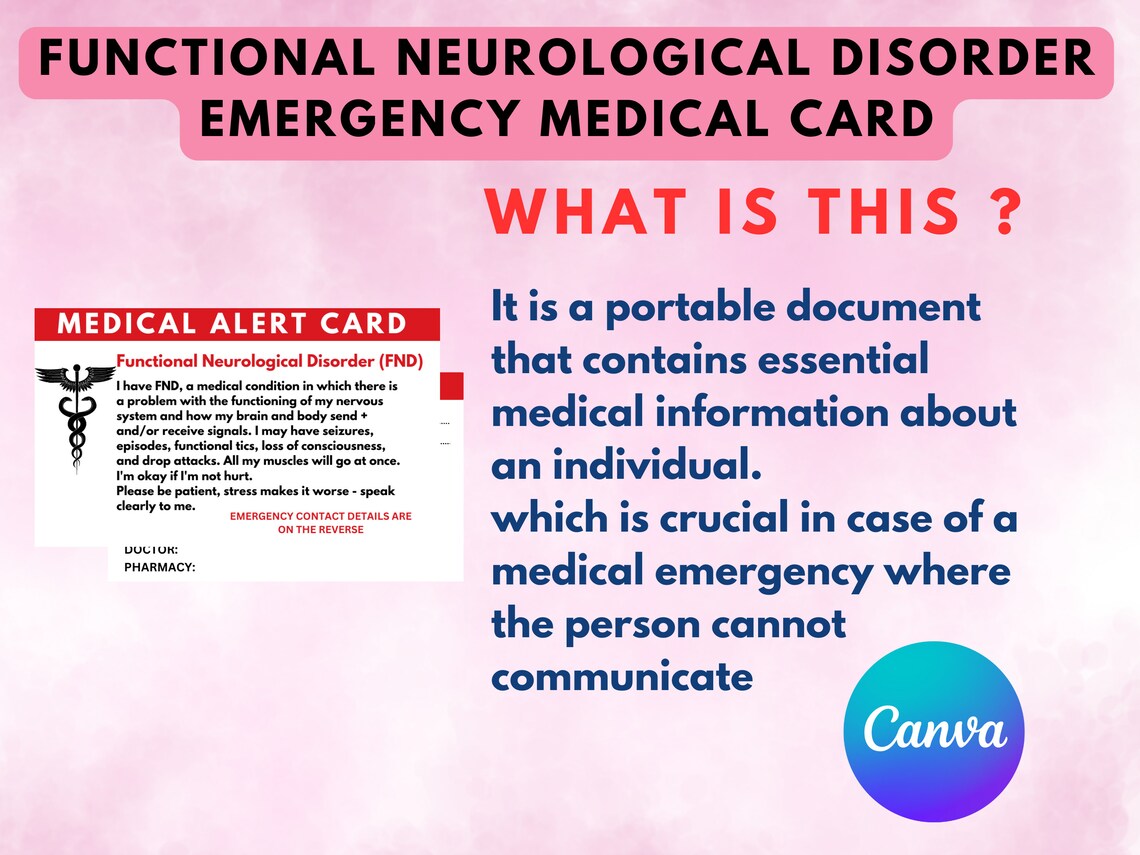 Functional Neurological Disorder (FND) Awareness Medical Alert ID Card ...