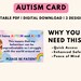 Autism Adhd Disability ID Medical Alert Card - I Have Autism Adhd ...