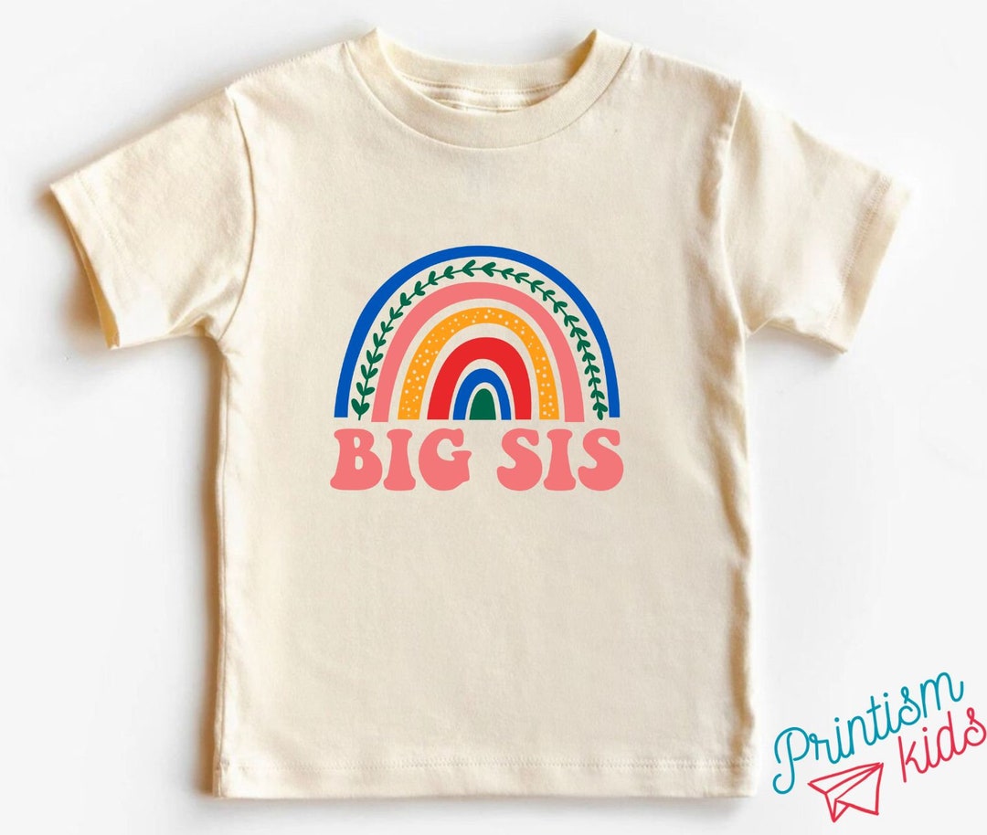 Retro Big Sister Toddler Shirt Rainbow Sibling Kids Shirt Natural Big Sister Toddler Tee - Etsy