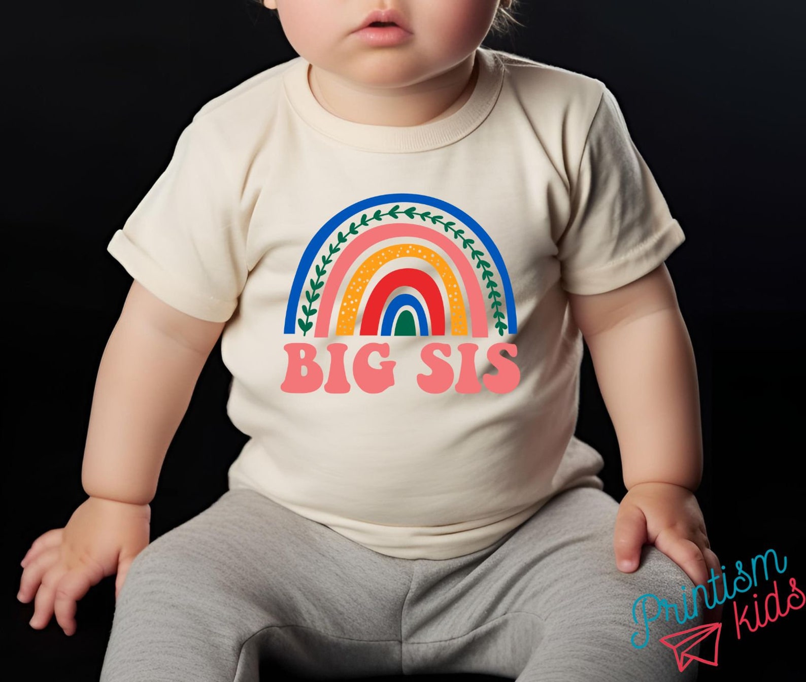 Retro Big Sister Toddler Shirt Rainbow Sibling Kids Shirt Natural Big Sister Toddler Tee - Etsy