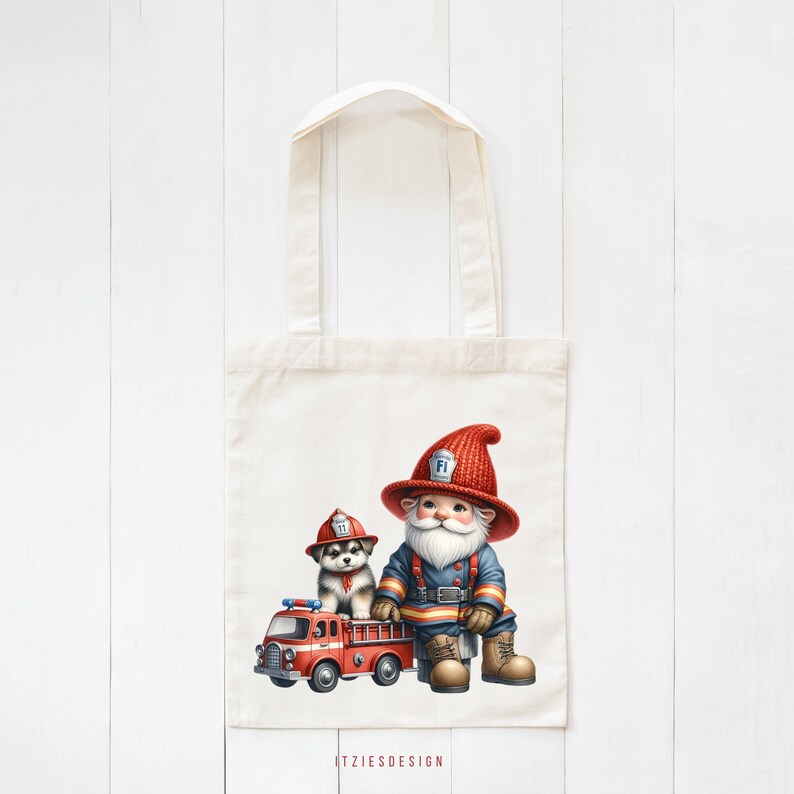 Firefighter Gnome Clipart Bundle, Fireman Gnome Picture, Watercolor ...