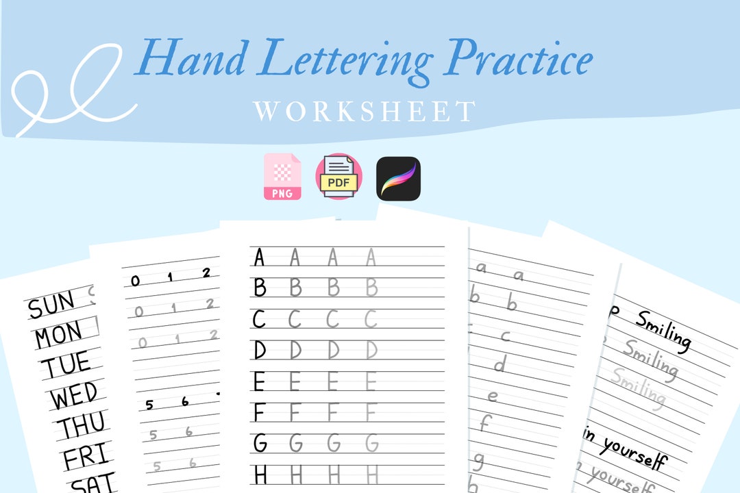 Handwriting Practice Worksheet Block Lettering Digital - Etsy