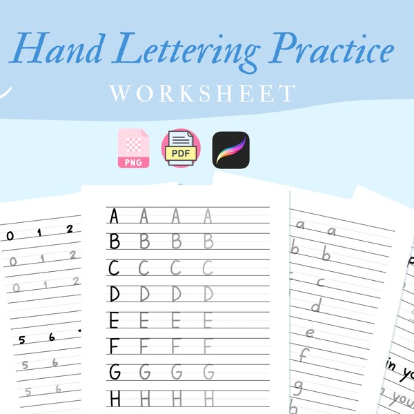 Monoline Lettering Worksheet - Etsy