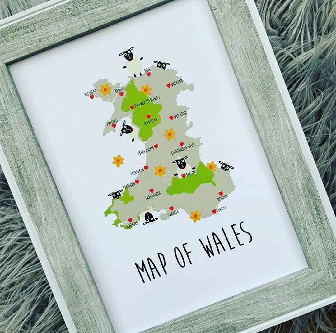 Map of Wales A4 Print DISCONTINUING - Etsy