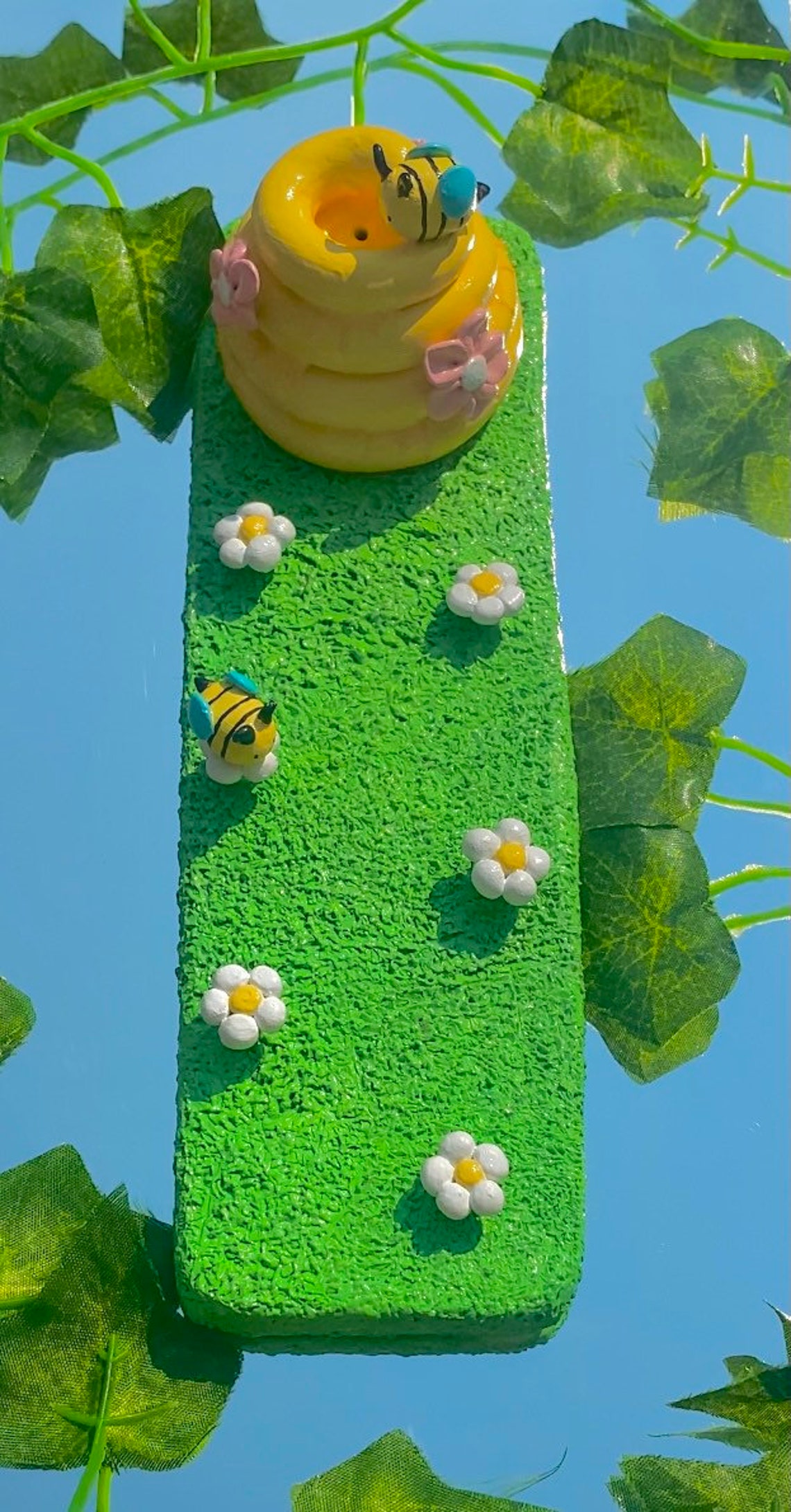 Handmade Clay Bee Hive With Flowers Long Incense Burner/holder - Etsy