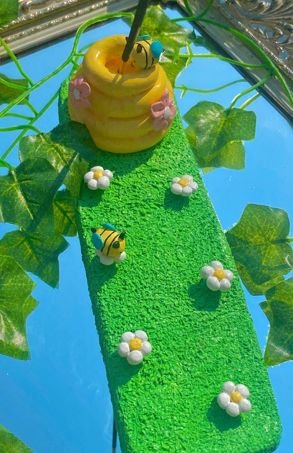 Handmade Clay Bee Hive With Flowers Long Incense Burner/holder | Etsy