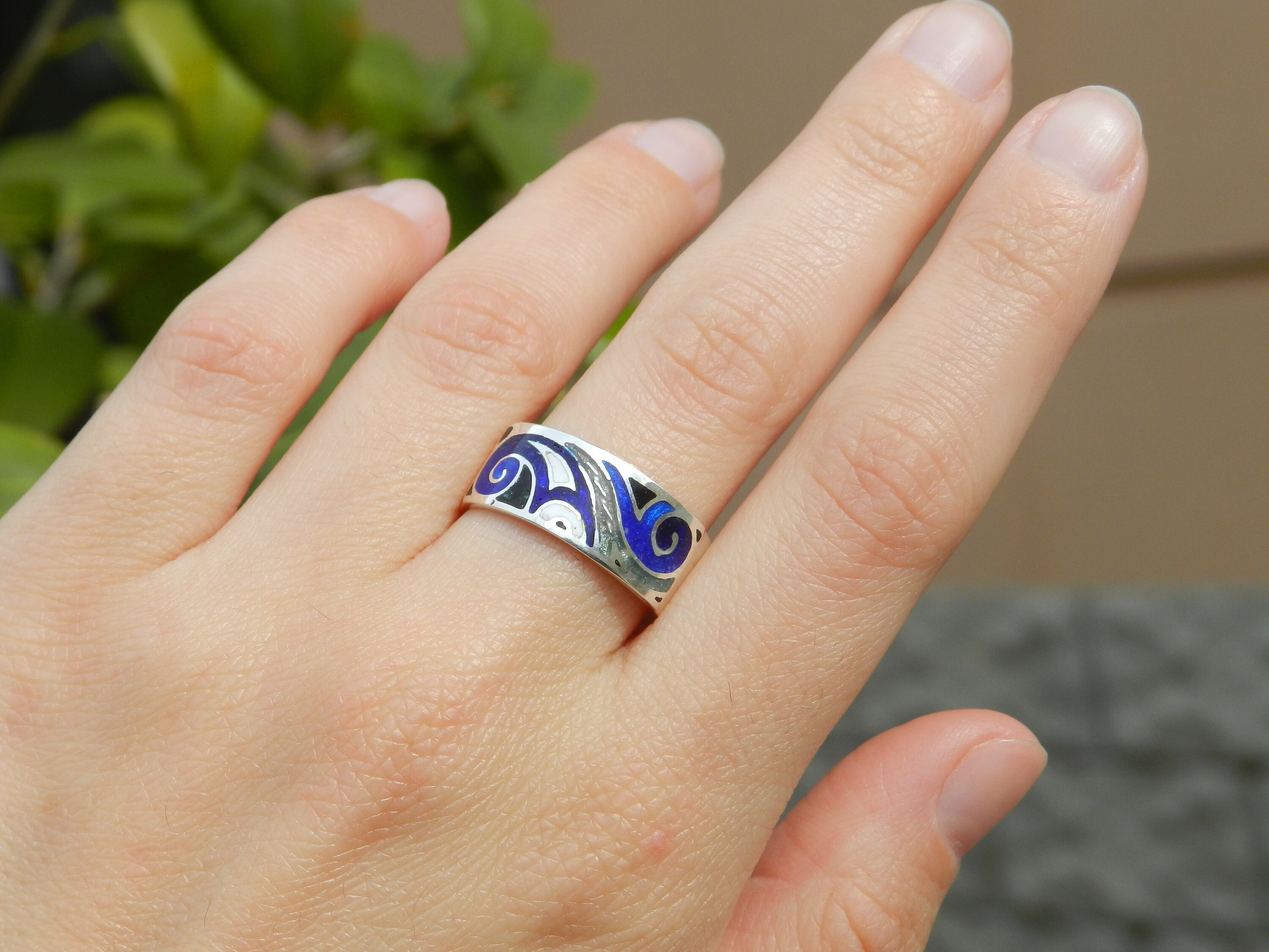 Cloisonne Enamel Ring Georgian Enamel Sterling Silver Ring - Etsy