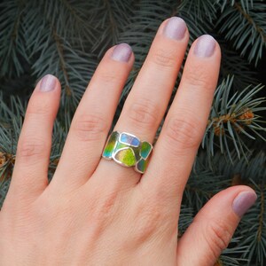 Georgian Cloisonne Enamel Ring Artisan Silver Jewelry Brown Color ...