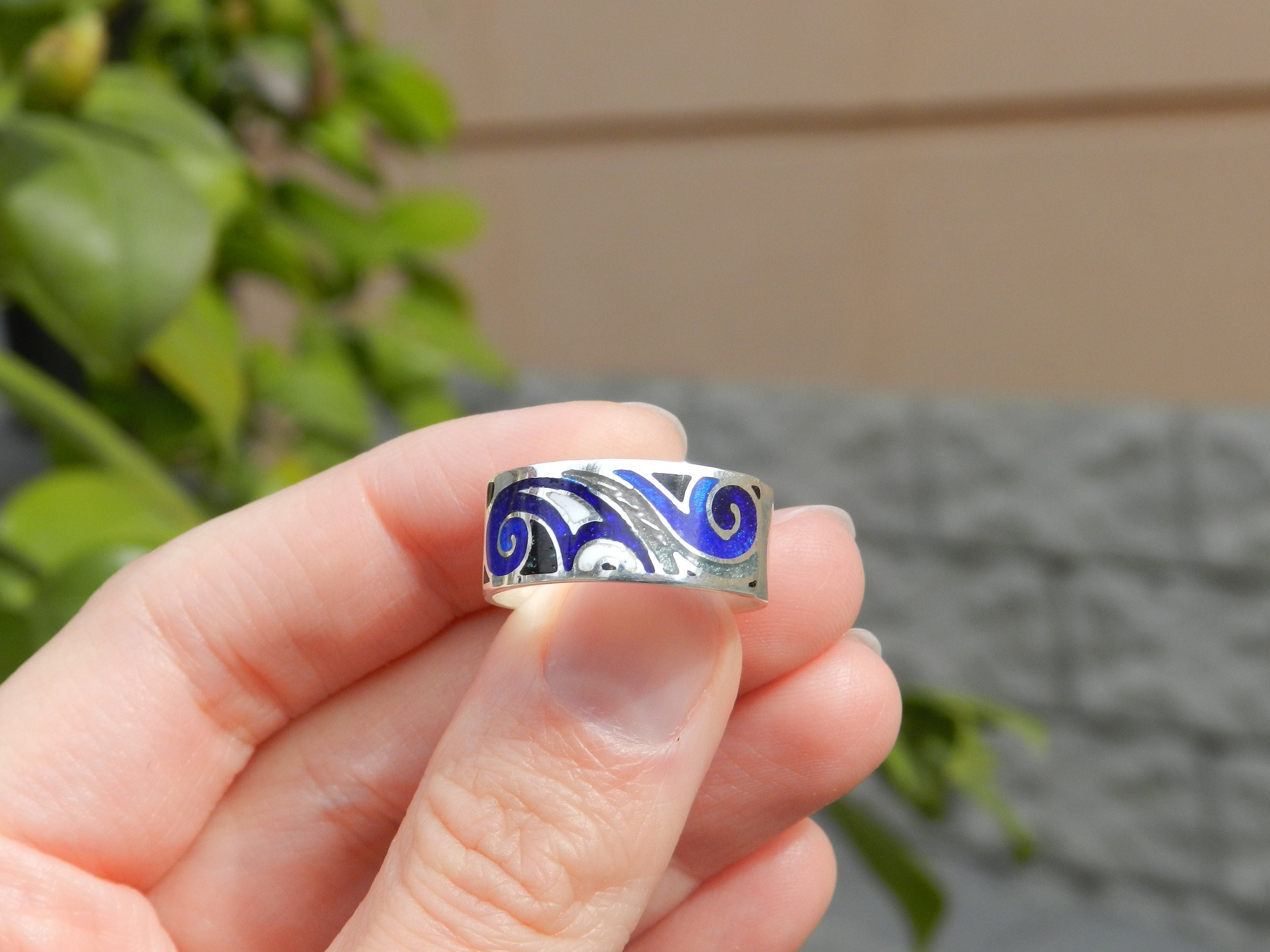 Cloisonne Enamel Ring Georgian Enamel Sterling Silver Ring - Etsy