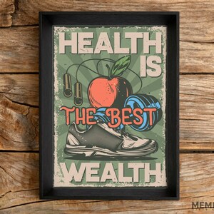 Health is Wealth Vintage Premium Poster, Gym Decoration - Etsy UK