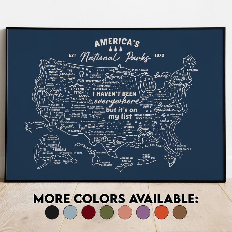 National Park Map - Etsy