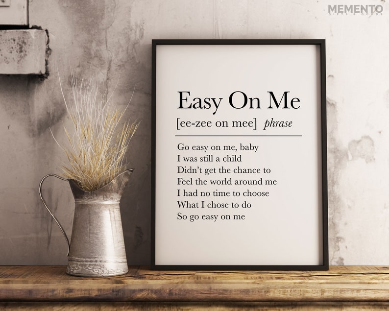 Easy on Me Definition Song Lyrics Poster Print Pop Soul - Etsy