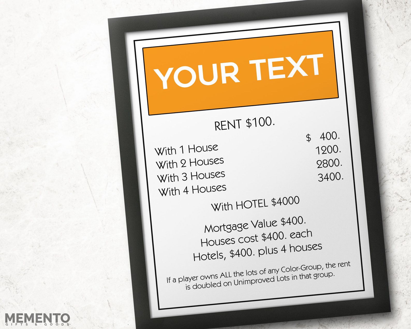 Custom Monopoly Title Poster Classic Board Game Art Gaming - Etsy