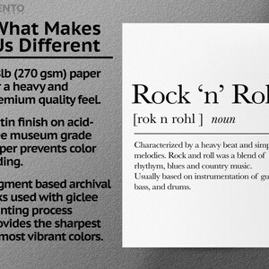 Rock N Roll Definition Print, Music Wall Decor, Rock Decor, Rock'n'roll ...