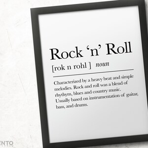 Rock N Roll Definition Print, Music Wall Decor, Rock Decor, Rock'n'roll ...