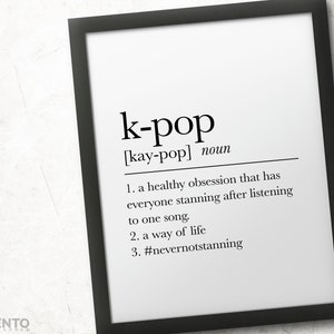 K-pop Definition Print, Music Wall Decor, K-pop Decor, K-pop Sign, K ...