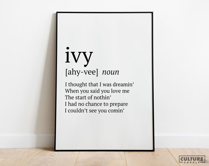 Ivy Dictionary Definition | Blonde Lyrics Poster Print Gift | Music ...