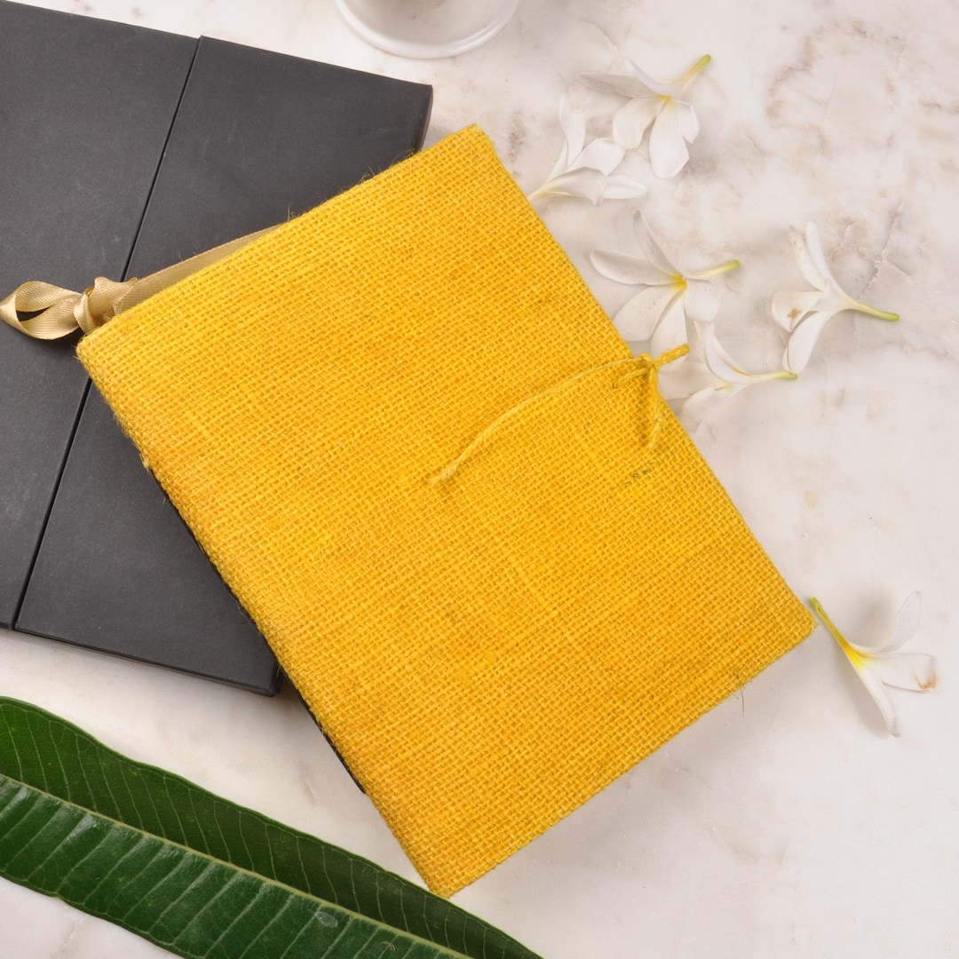 Handmade Yellow Jute Journal – Perfect for Writing, Sketching & Gifting ...
