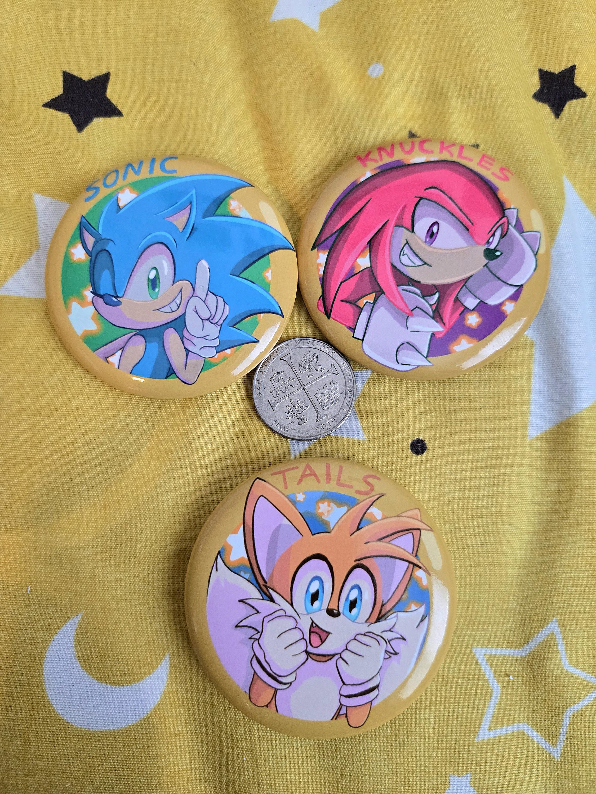 Sonic the Hedgehog 2.25in Team Sonic Character Ring Buttons Pins ...