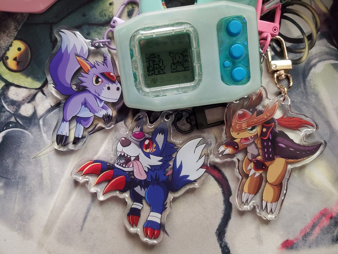 Digimon Seekers Double Sided Epoxy Acrylic Keychain Charms 2.5 Inch Loogamon Ryudamon Dorumon - Etsy