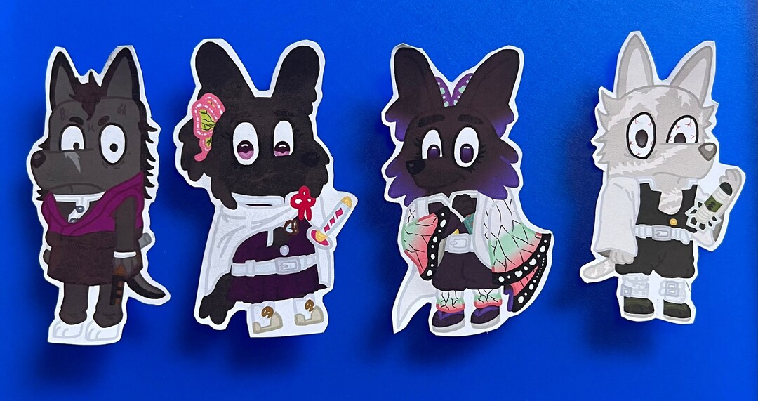 Bluey X Demon Slayer Crossover Glossy Stickers - Etsy