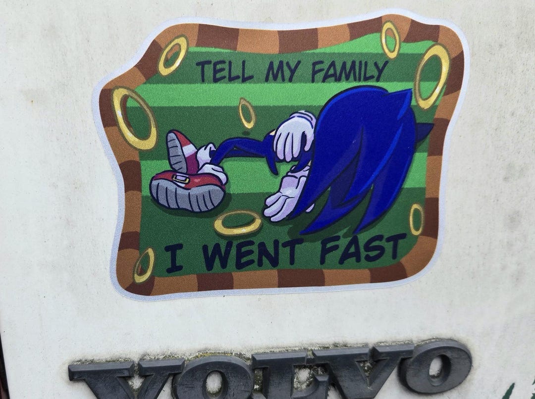 Reflective Bumper Sticker Sonic the Hedgehog "tell My Family, I Went ...