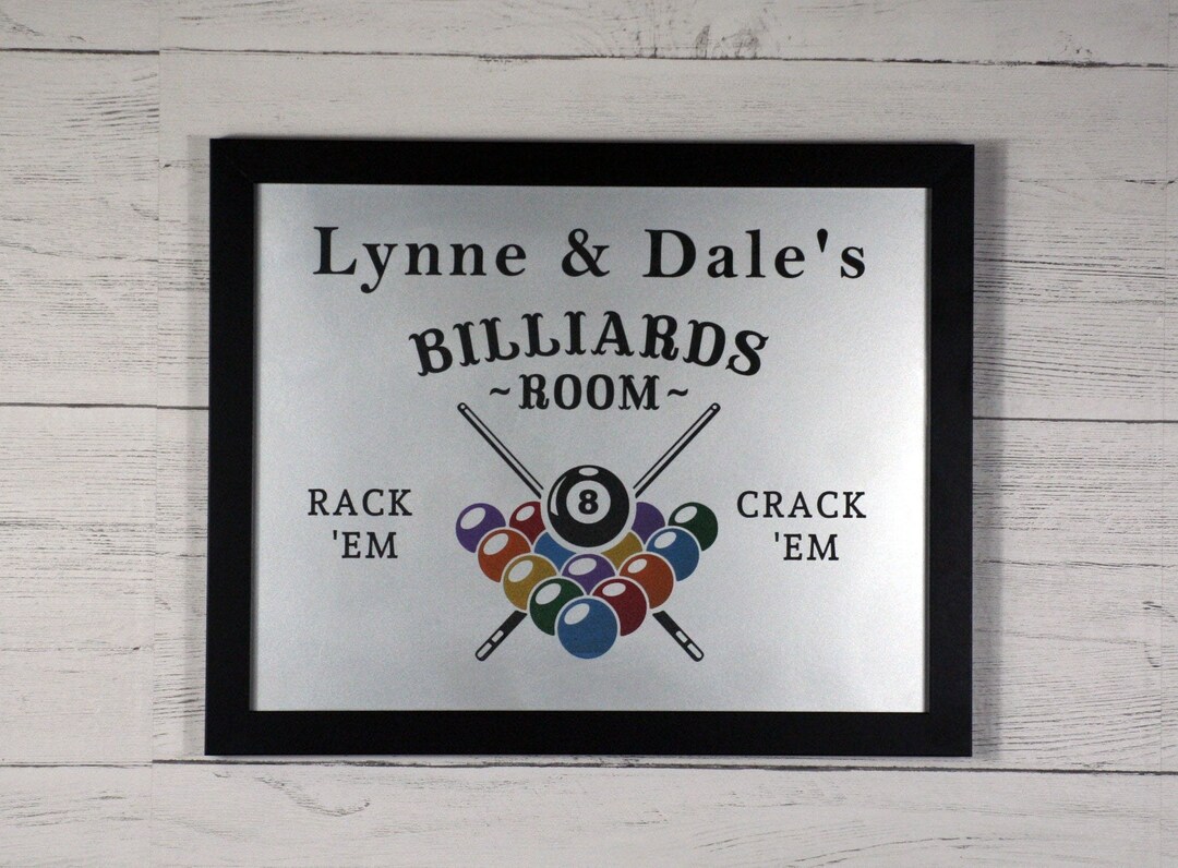 Personalized Billiards Room Hand Painted Sign, Etched Glass, Sign ...