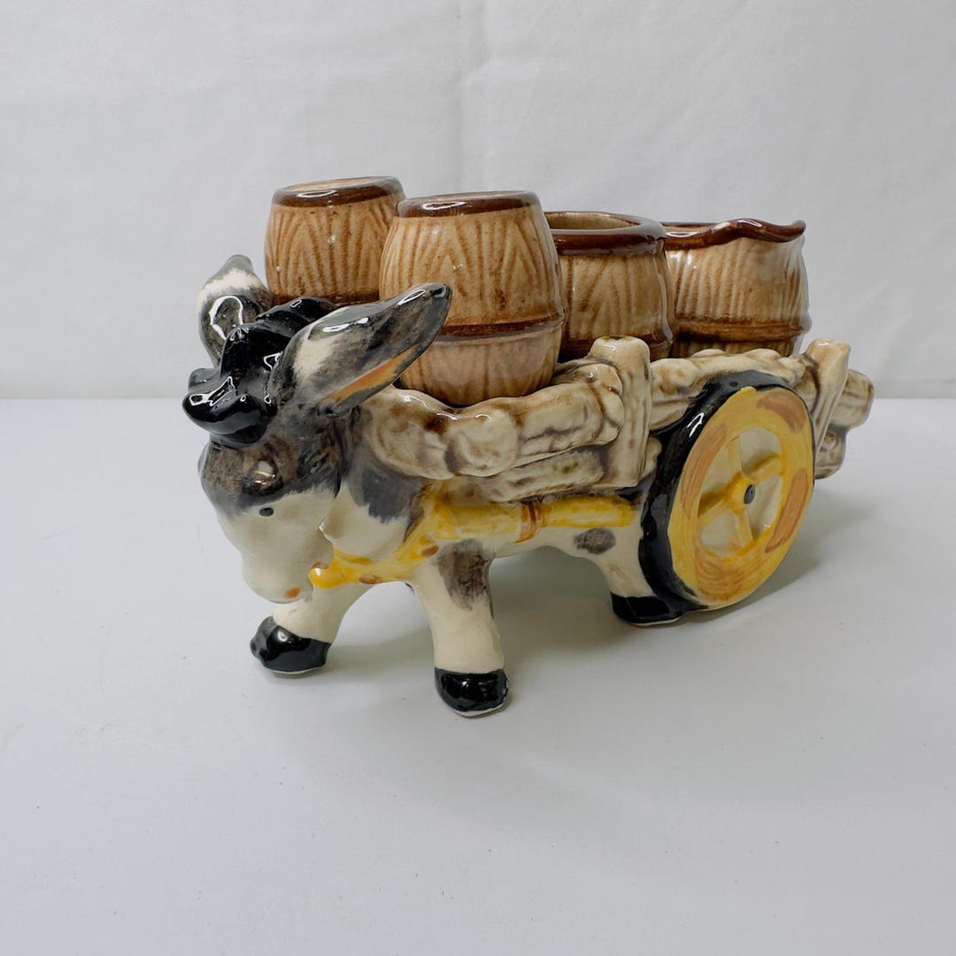 Vintage Donkey Cart Ceramic Planter Pot Holder Barrel Vases - Etsy