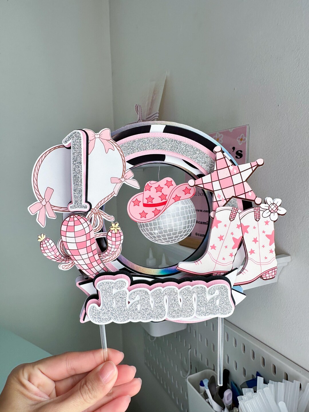 Disco Cowgirl Cake Topper, Cowgirl Cake Topper, Disco Cake Topper ...