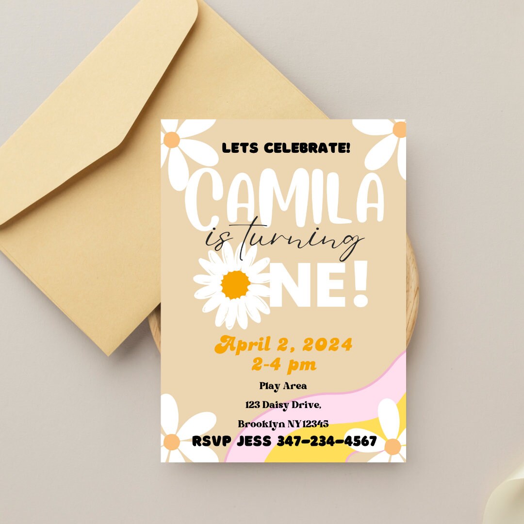 Daisy First Birthday, Daisy Invitation, Daisy First Birthday Invite ...