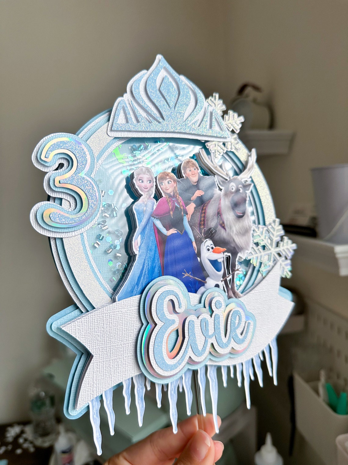 Elsa Cake Topper, Frozen Cake Topper, Winter Cake Topper, Snowflake ...