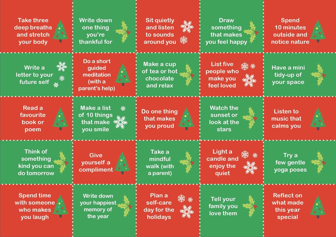Wellbeing Advent Calendar for Kids and Tweens | Mindfulness Printable ...