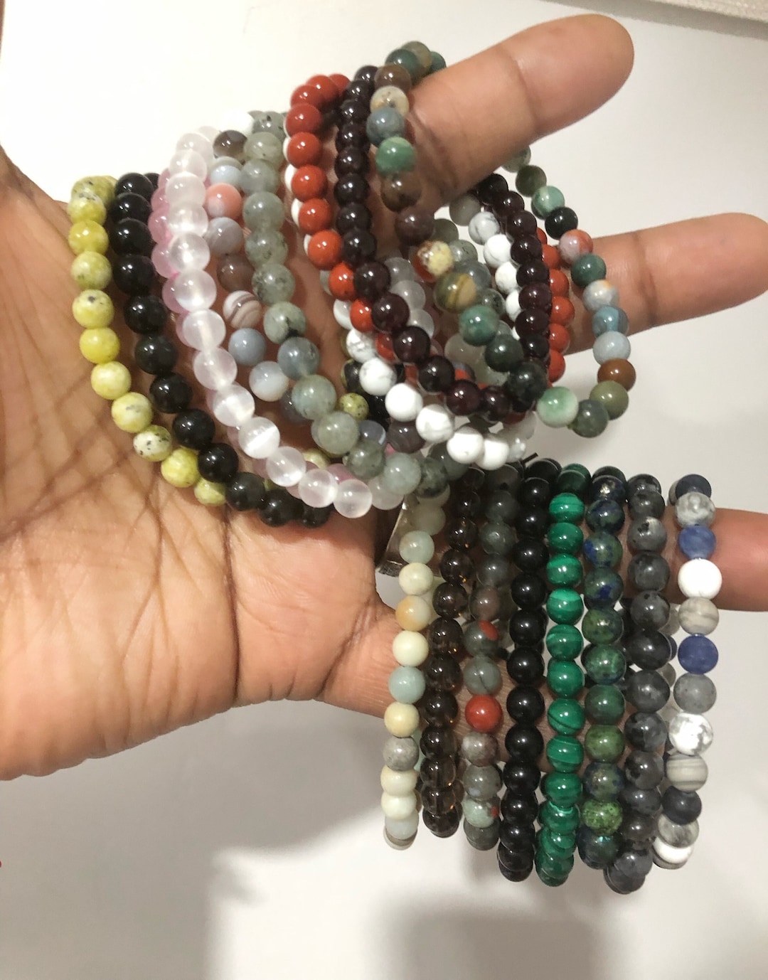 Natural Gemstone Bead Bracelet, Energy Healing Genuine Crystal Beaded ...