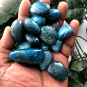 Blue Apatite Tumbles, Polished Blue Apatite Crystal Tumbles, Blue ...