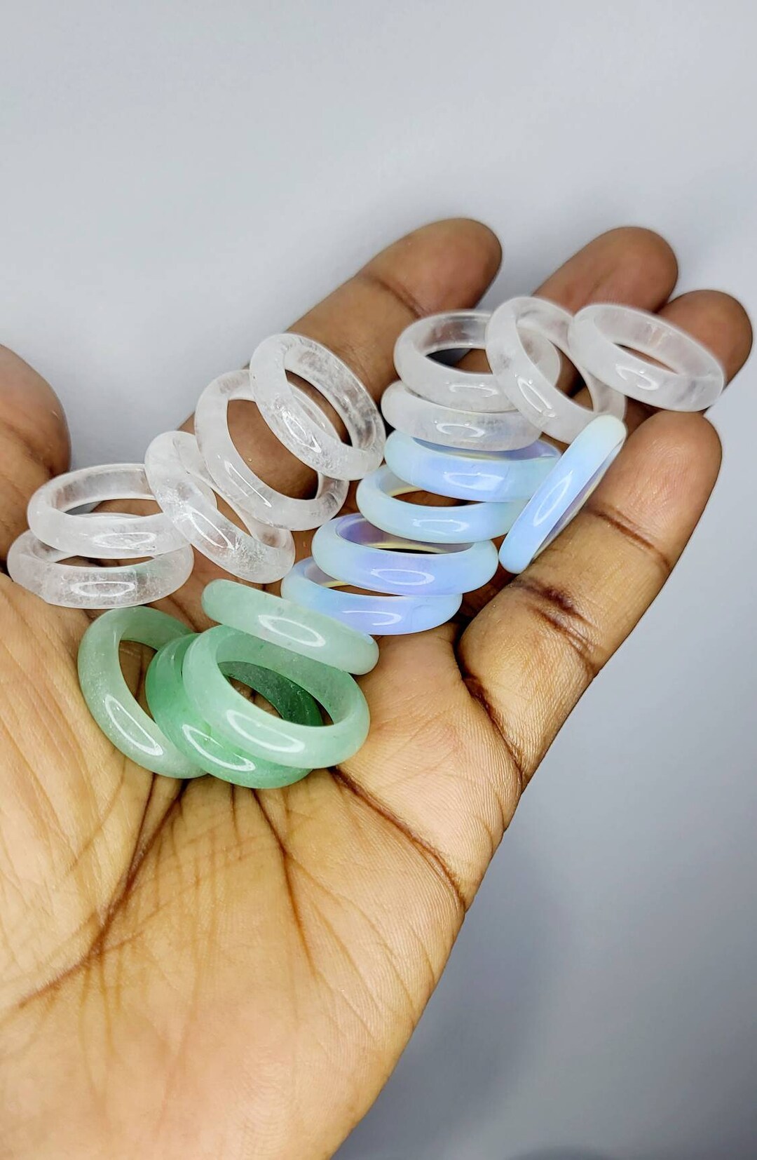 Crystal 6mm Band Rings, Crystal Jewelry, Crystal Healing Rings Size 6 ...