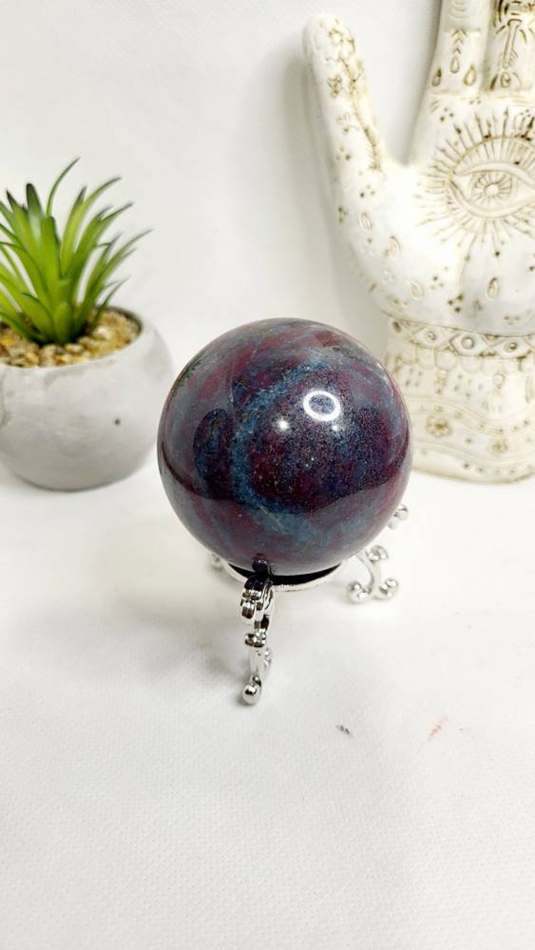UV Reactive Ruby Fuschite Sphere, Ruby Kyanite Crystal Ball, Crystal ...