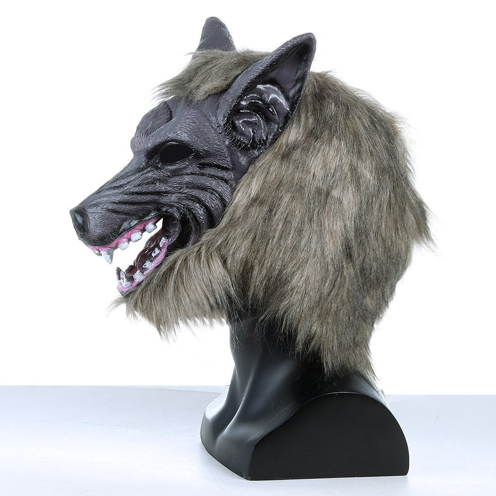 Werewolf Mask Realistic Wolves Cosplay Masques With Hair Latex Etsy