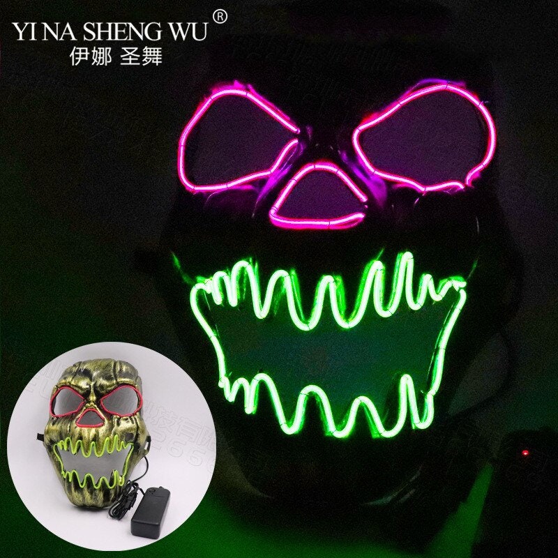 Halloween Skeleton Mask LED Glowing Scary Mask Light Up | Etsy