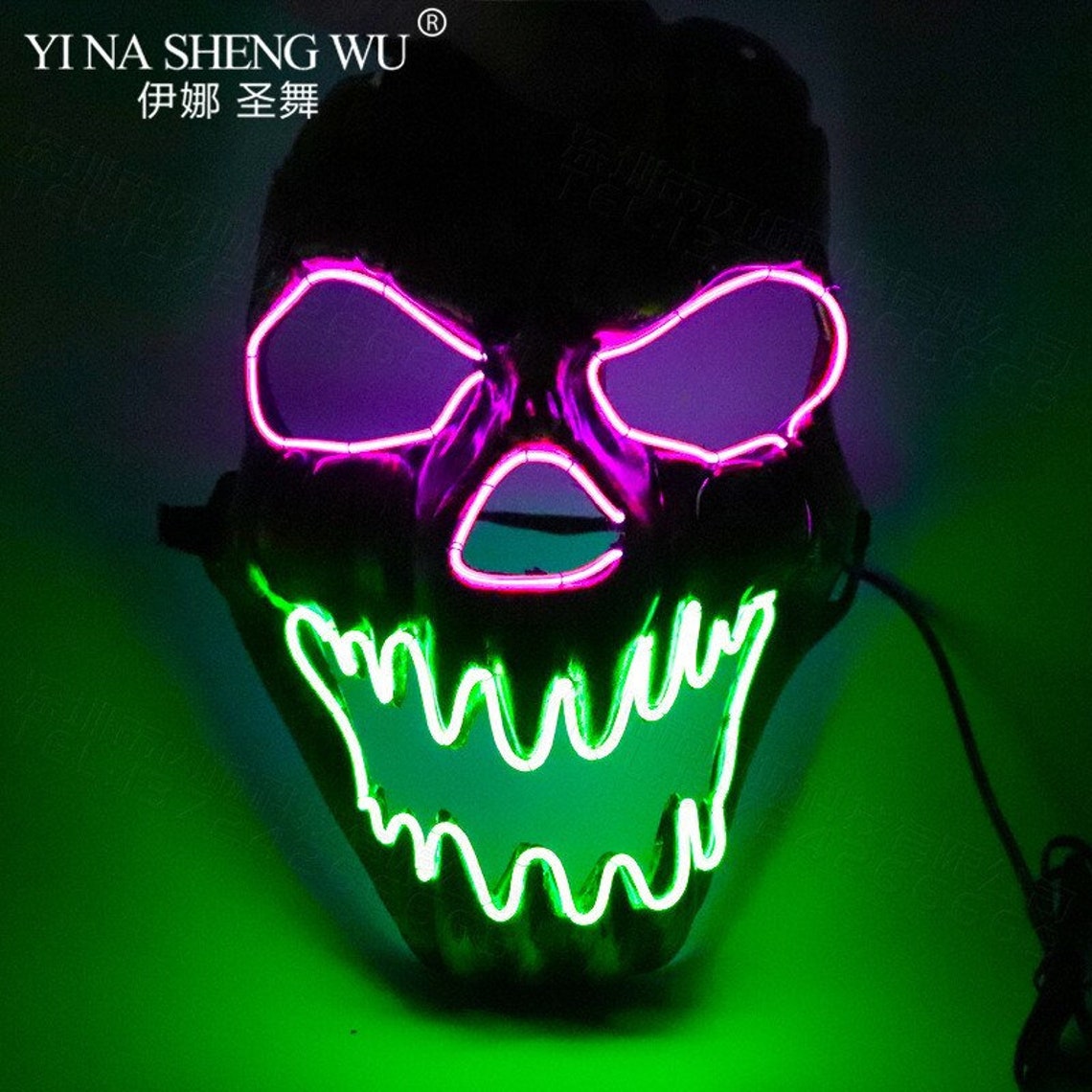 Halloween Skeleton Mask LED Glowing Scary Mask Light Up | Etsy