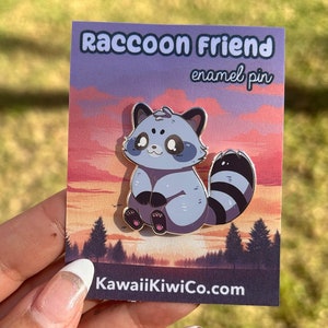 Kawaii Raccoon Hard Enamel and Printed Pin 1.5 Inches Acrylic Pin Trash ...