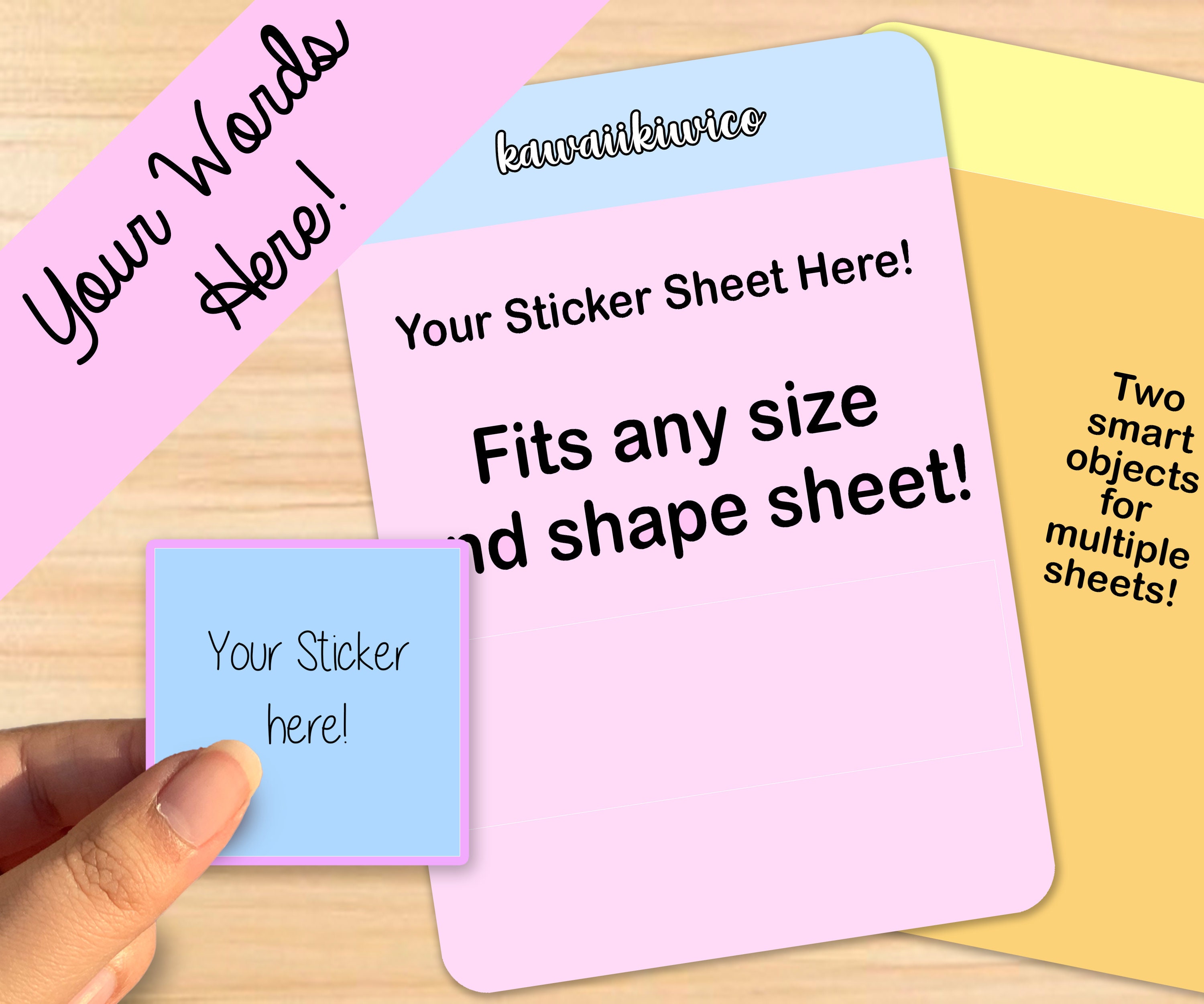 Editable Sticker Sheet Photoshop Mockup With Hand Smart | Etsy Australia