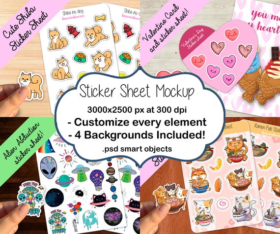 Editable Sticker Sheet Photoshop Mockup With Hand Smart | Etsy Australia