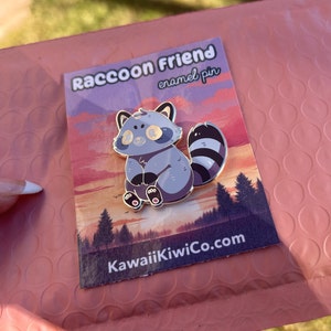 Kawaii Raccoon Hard Enamel and Printed Pin 1.5 Inches | Acrylic Pin ...
