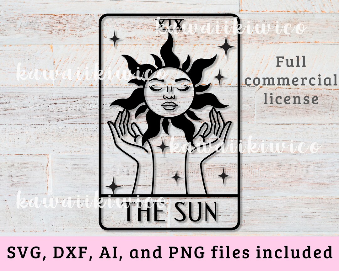 The Sun Tarot Card SVG, DXF, PNG, and Ai Files for Cricut Cutting ...
