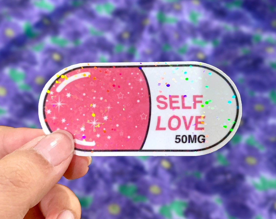 Pink Self Love Pill Capsule Notebook Sticker Sparkly 3 Inches | Egirl ...