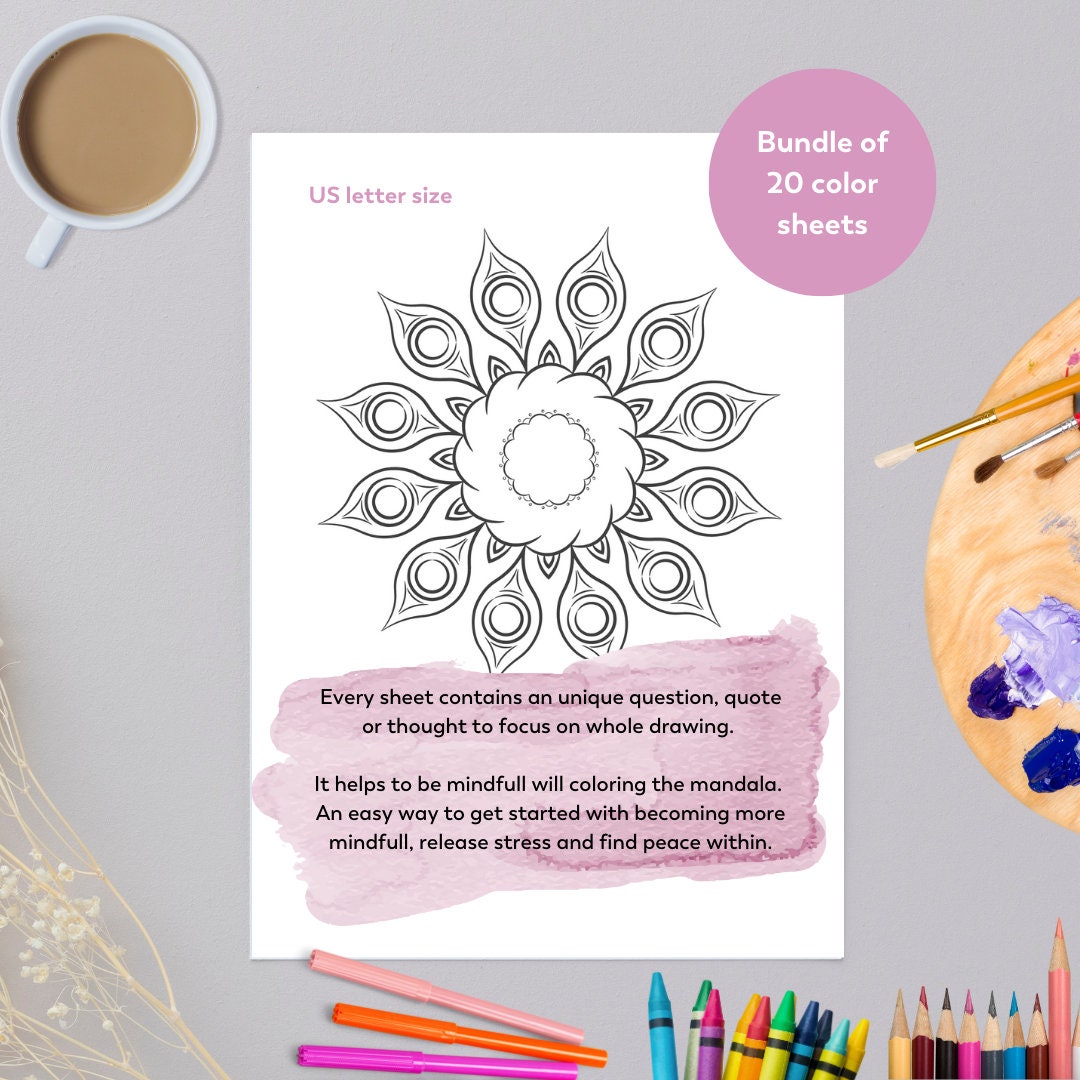 20 Mindful Color Pages for Self-healing & Growth US Letter - Etsy