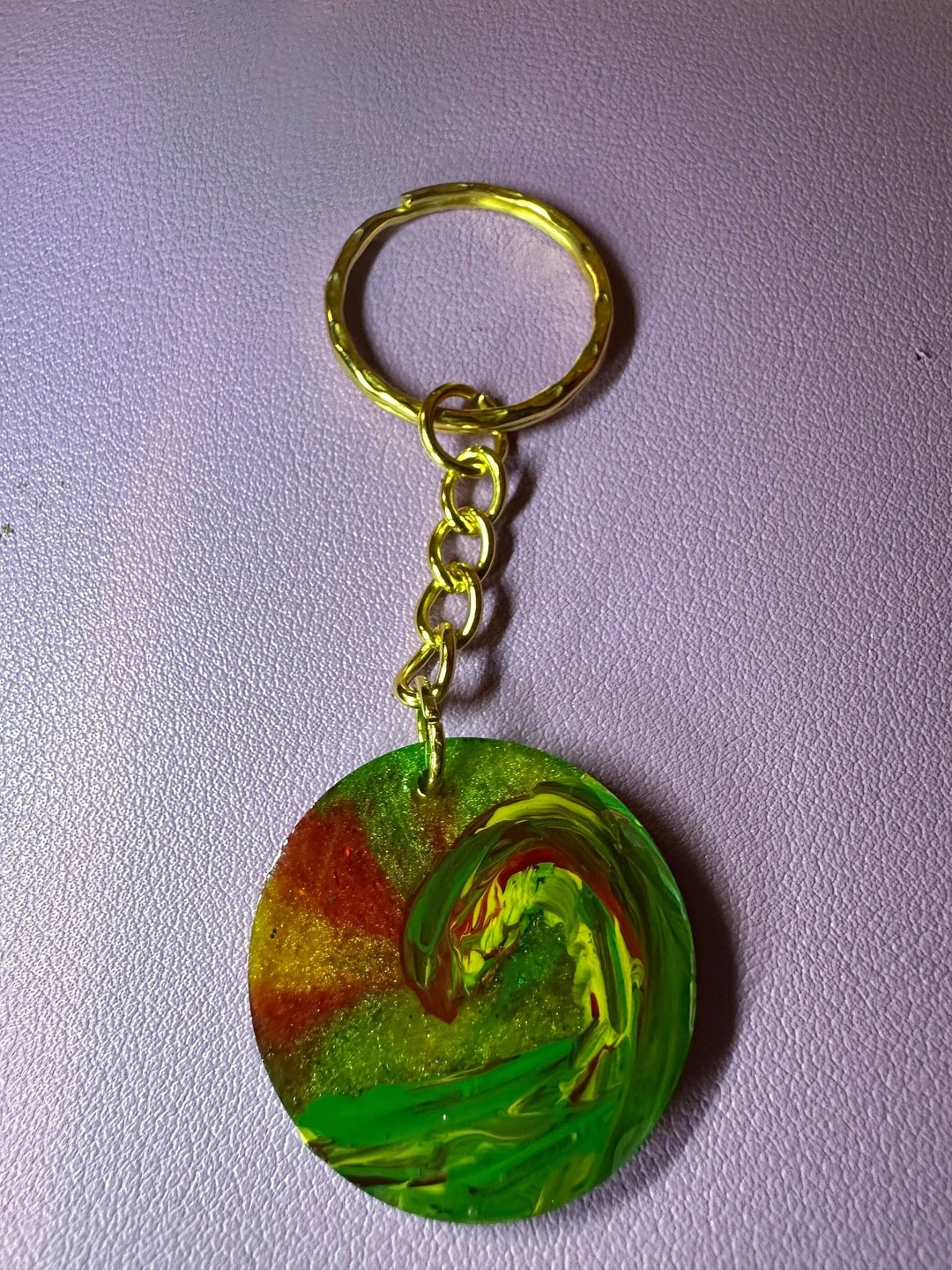 Rasta Wave Keychain With Gold Embellishments, Small Charm - Etsy