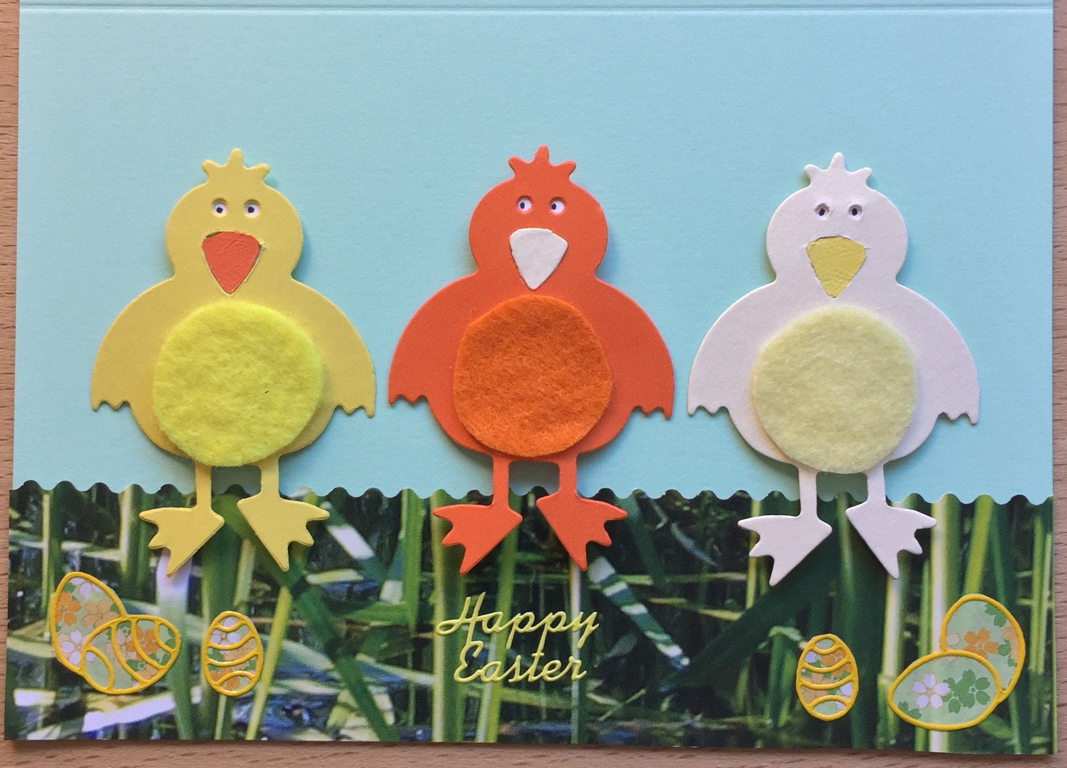 Hand Made Easter Card, Cute Chicks, Choice of Colours. 3D, Happy Easter ...